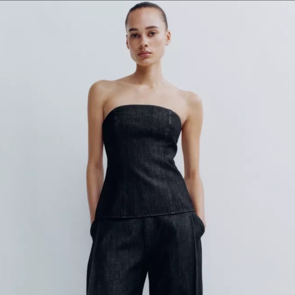 Zara | Tops | Zara Denim Tube Top | Poshmark